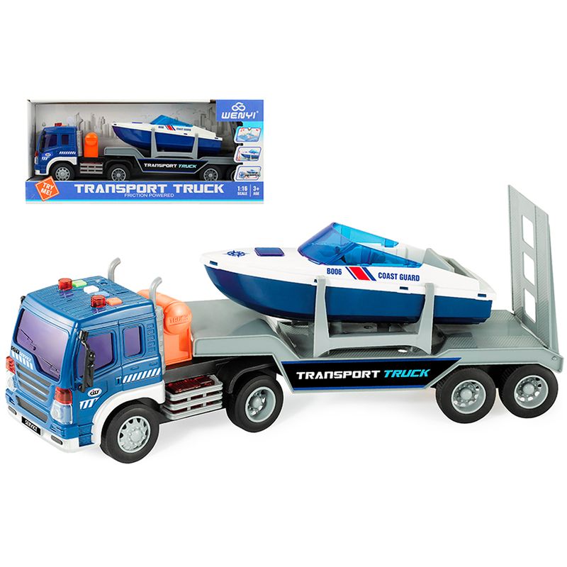 Camión Fricción con Lancha Escala 1:16 - Drim